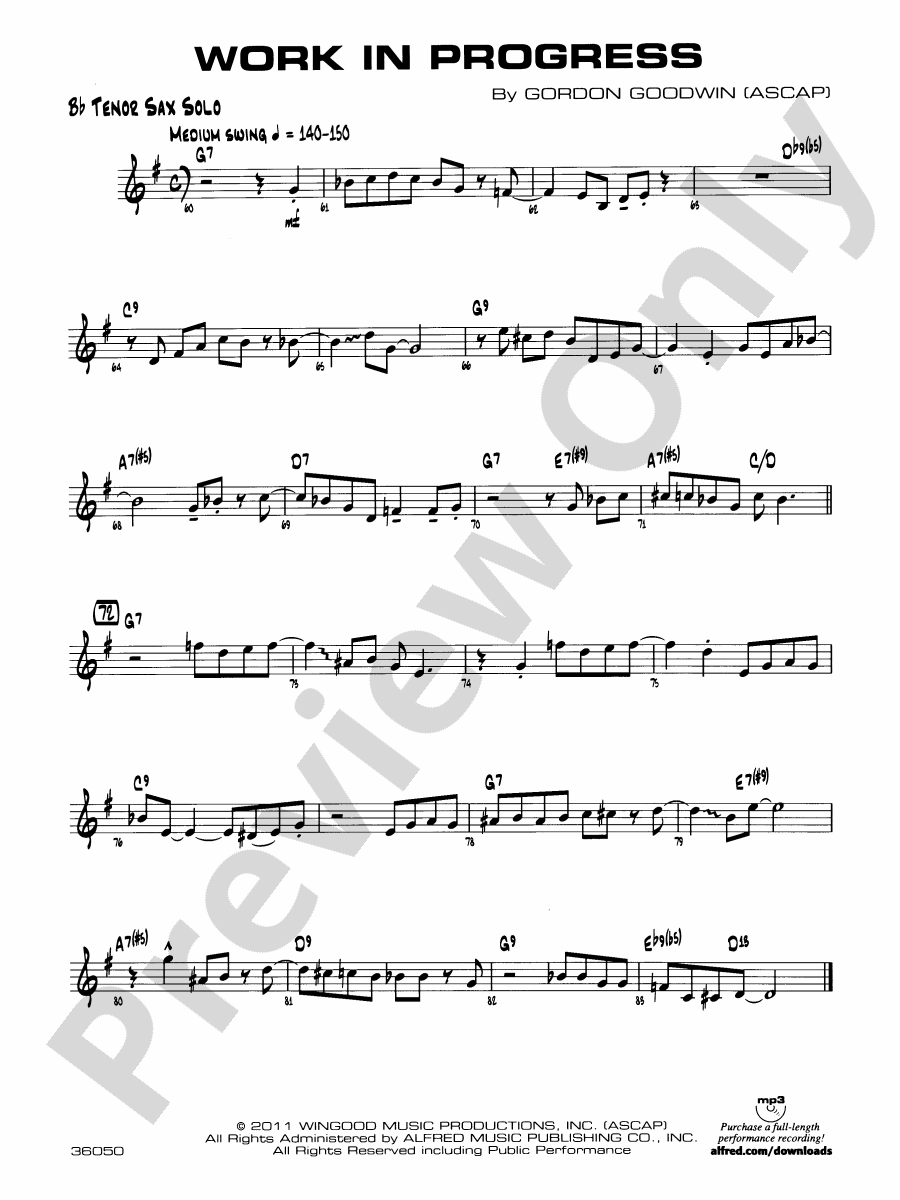 Work in Progress: Solo Bb Tenor Sax: Solo Bb Tenor Sax Part - Digital ...