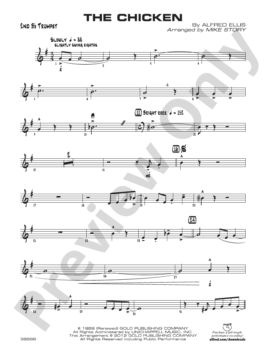 The Chicken: 2nd B-flat Trumpet: 2nd B-flat Trumpet Part - Digital ...