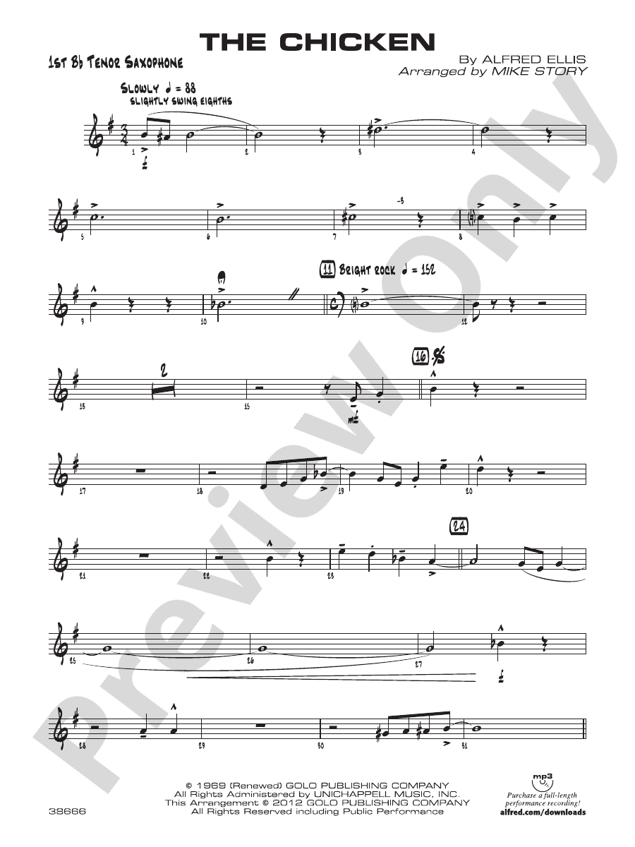 The Chicken: B-flat Tenor Saxophone: B-flat Tenor Saxophone Part ...