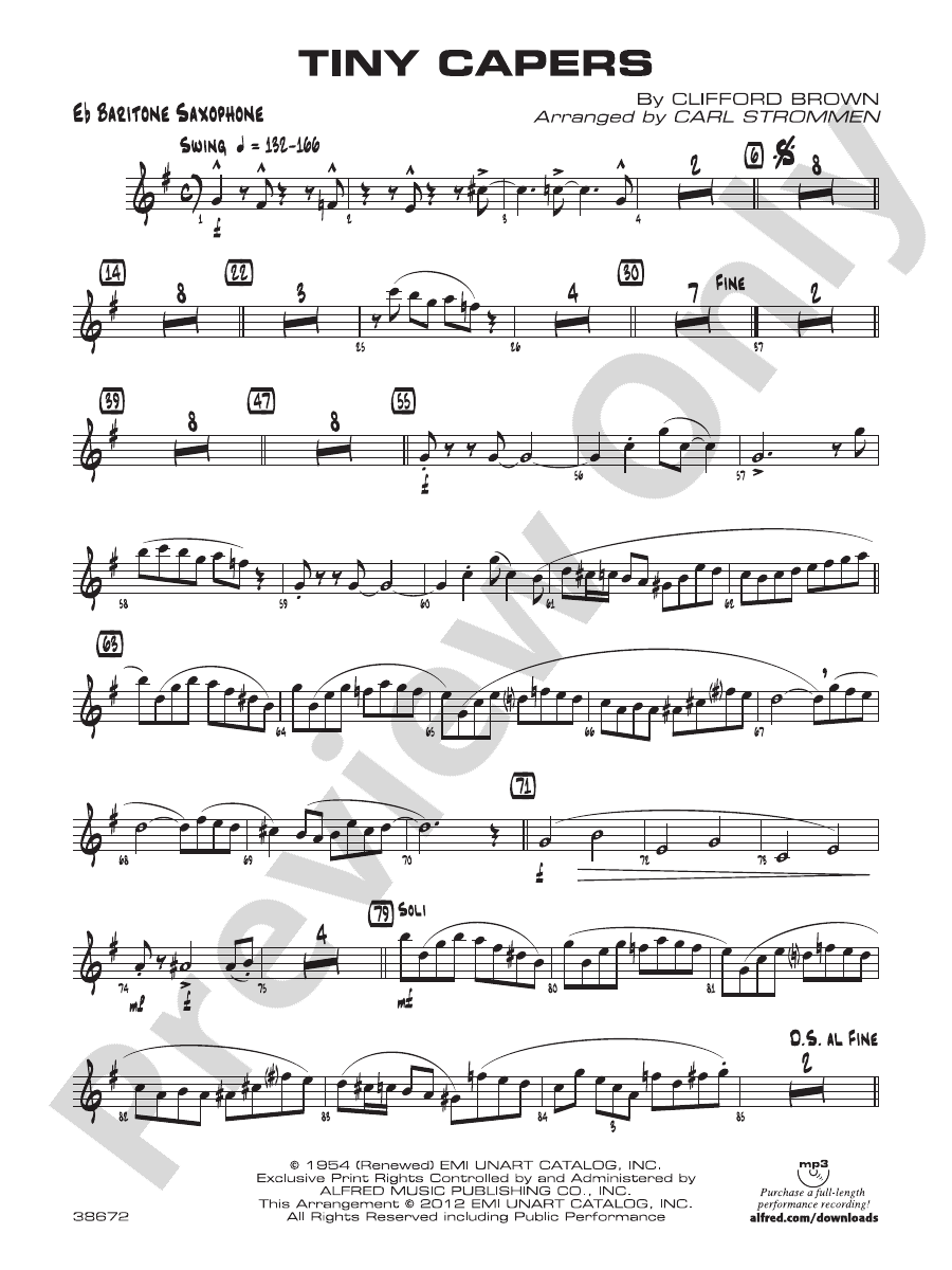 Tiny Capers: E-flat Baritone Saxophone: E-flat Baritone Saxophone Part - Digital Sheet Music ...