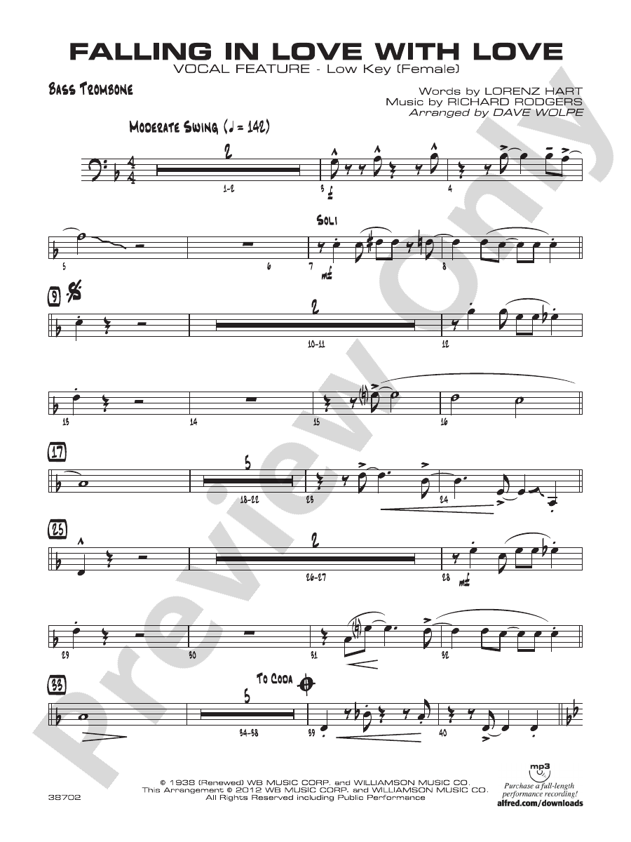 Falling in Love with Love: Bass Trombone: Bass Trombone Part - Digital ...