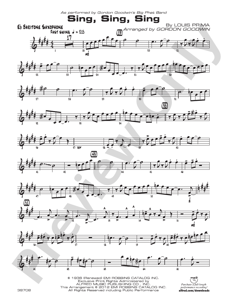 Sing, Sing, Sing: E-flat Baritone Saxophone: E-flat Baritone Saxophone ...