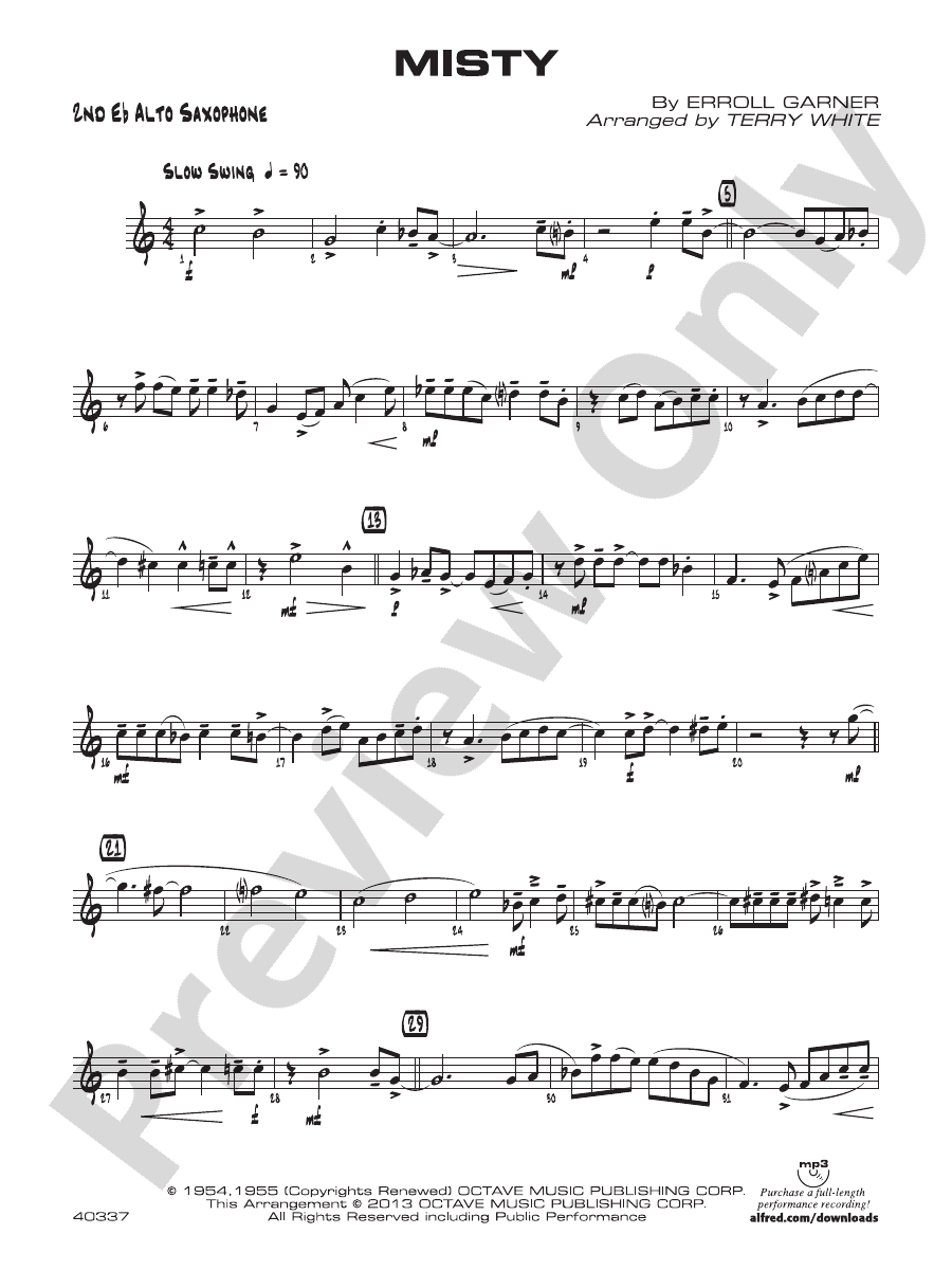 Misty: 2nd E-flat Alto Saxophone: 2nd E-flat Alto Saxophone Part ...