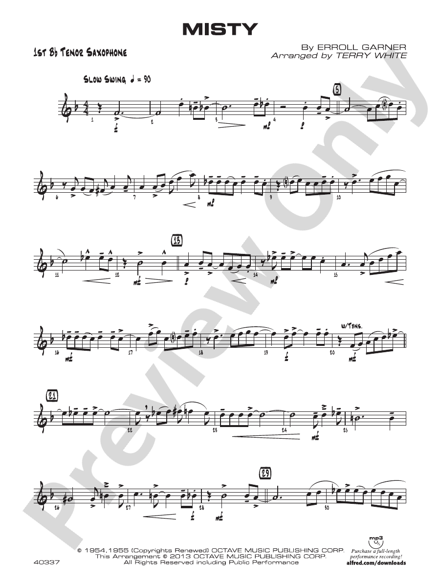 Misty: B-flat Tenor Saxophone: B-flat Tenor Saxophone Part - Digital ...