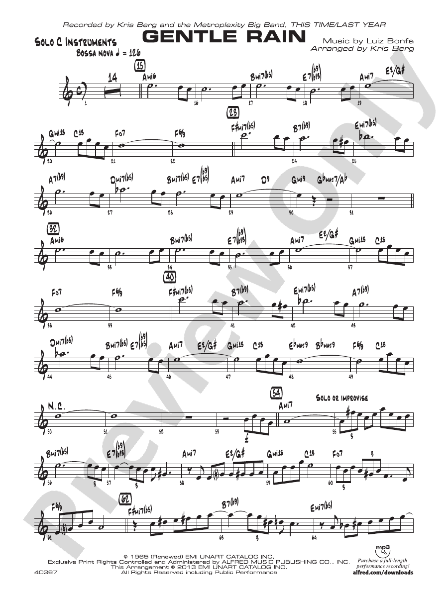 Gentle Rain: Solo C Instruments (Treble Clef): Solo C Instruments ...