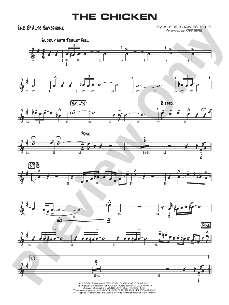 The Chicken: 2nd E-flat Alto Saxophone: 2nd E-flat Alto Saxophone Part ...