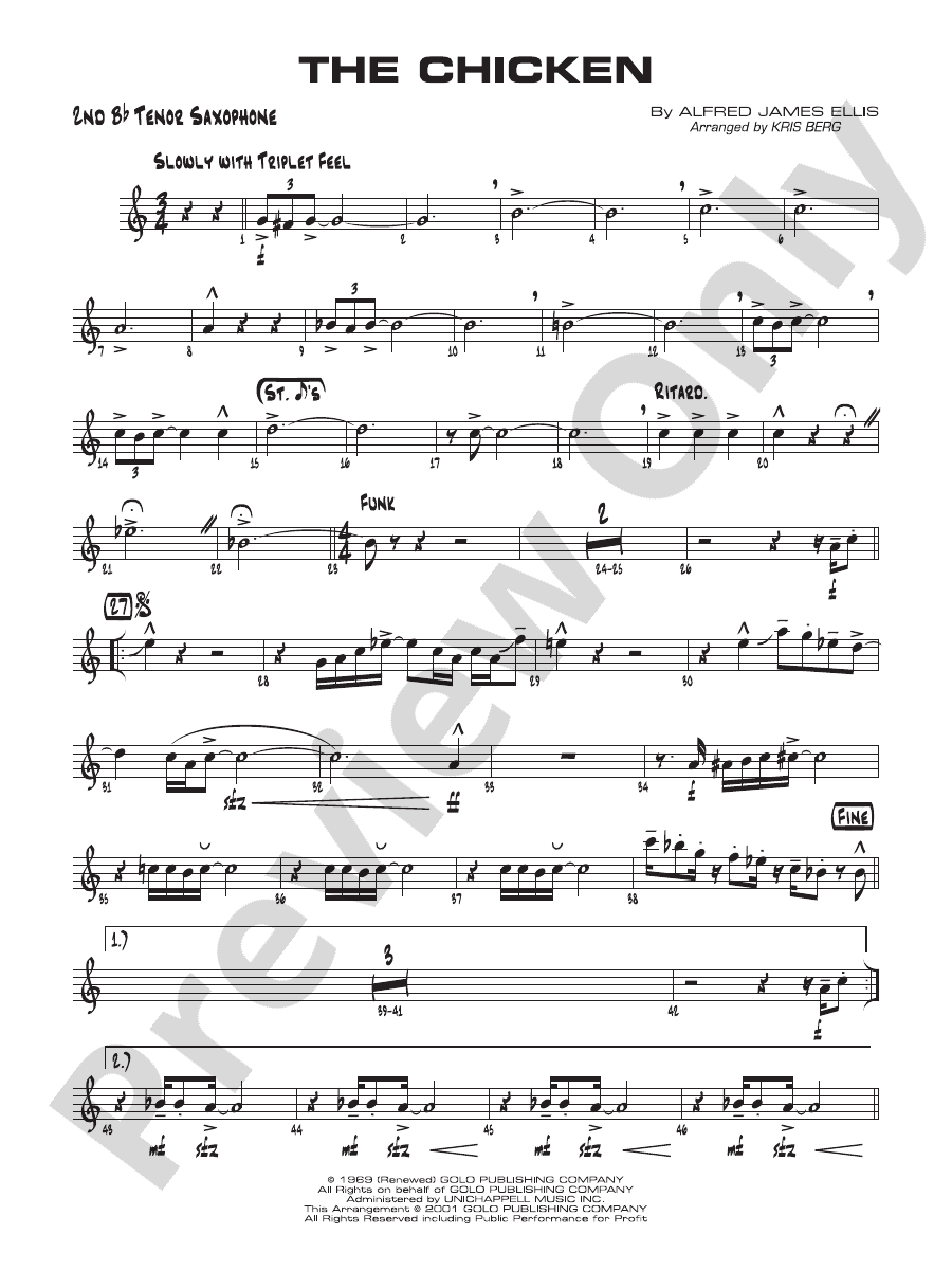 The Chicken: 2nd B-flat Tenor Saxophone: 2nd B-flat Tenor Saxophone ...