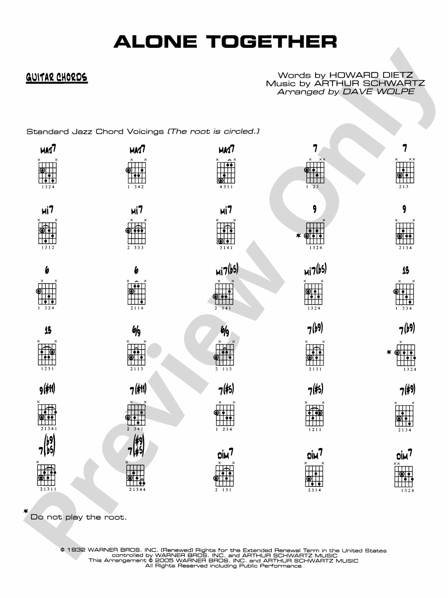 Alone Together: Guitar Chords: Guitar Chords Part - Digital Sheet Music ...