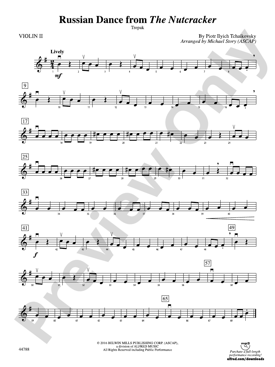 Russian Dance from The Nutcracker: 2nd Violin: 2nd Violin Part ...
