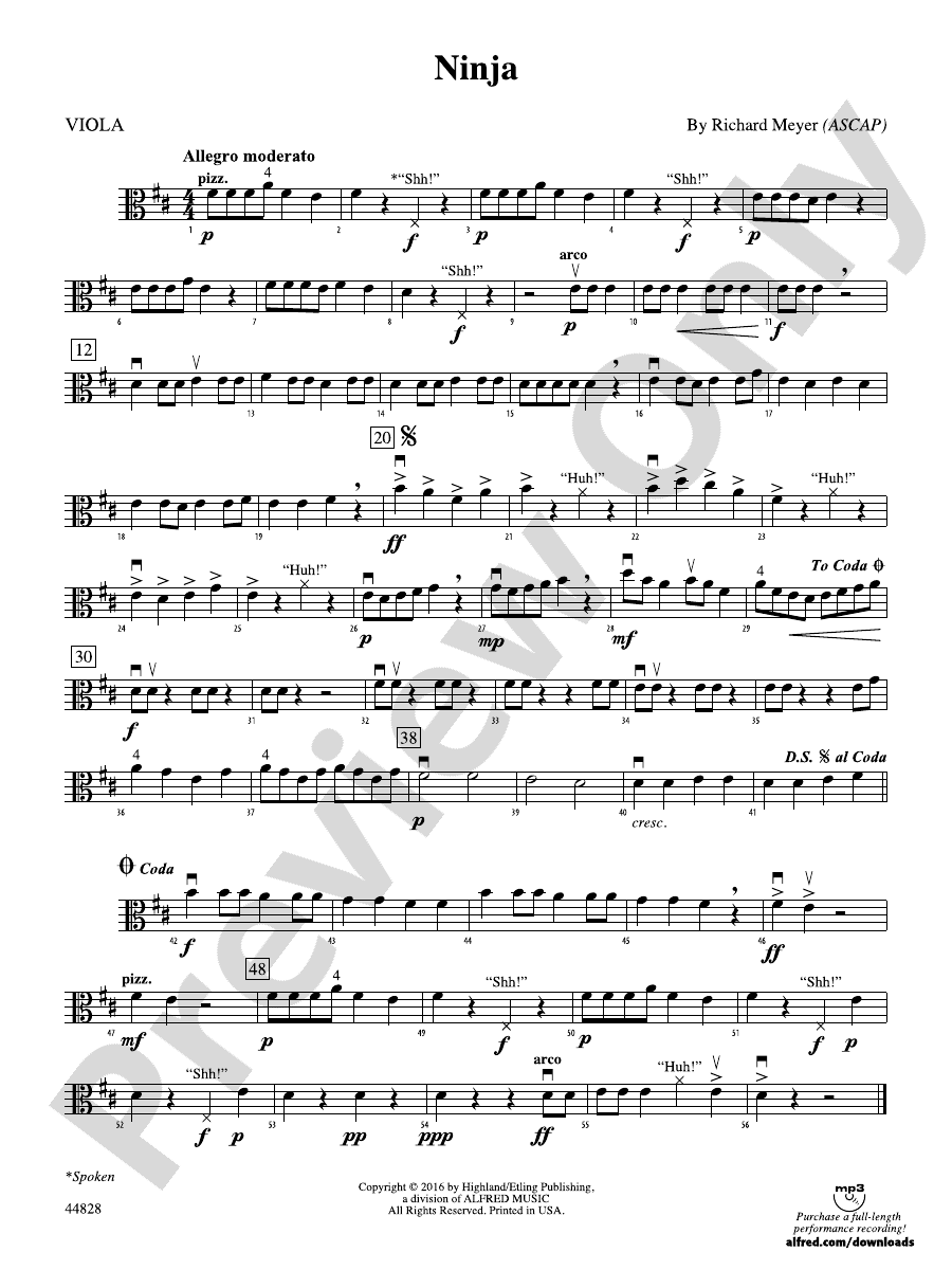 Ninja: Viola: Viola Part - Digital Sheet Music Download