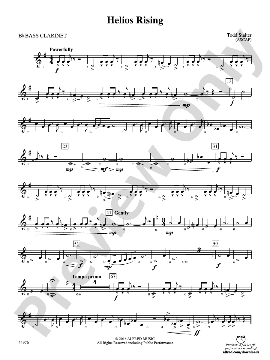 Helios Rising: B-flat Bass Clarinet: B-flat Bass Clarinet Part ...