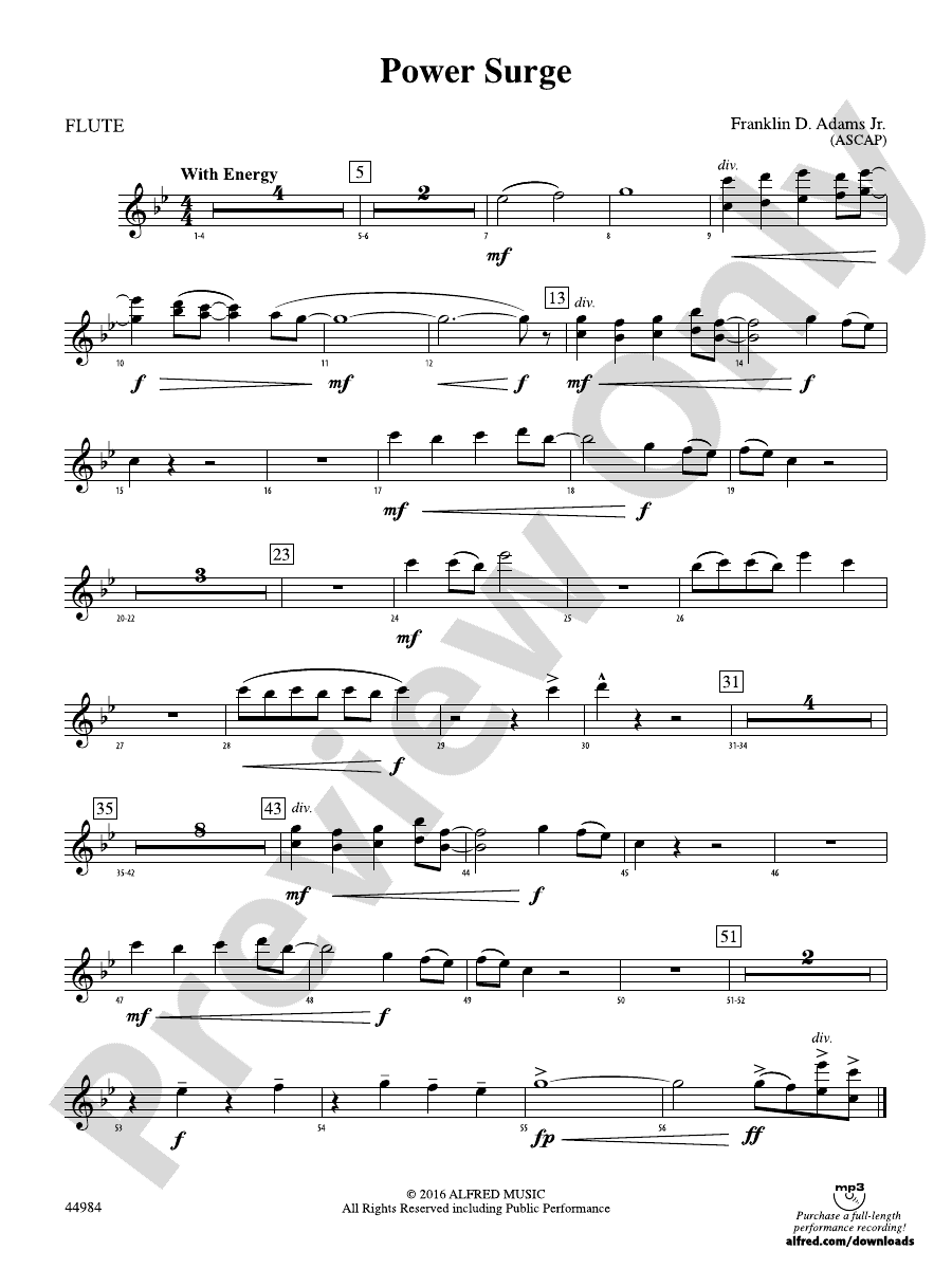 Power Surge: Flute: Flute Part - Digital Sheet Music Download