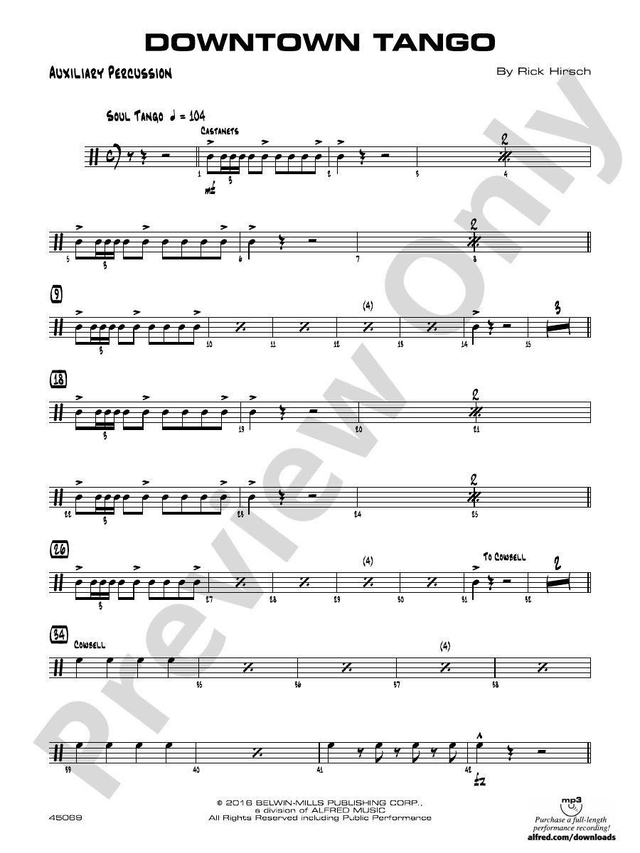 Downtown Tango: Auxiliary Percussion: Auxiliary Percussion Part ...