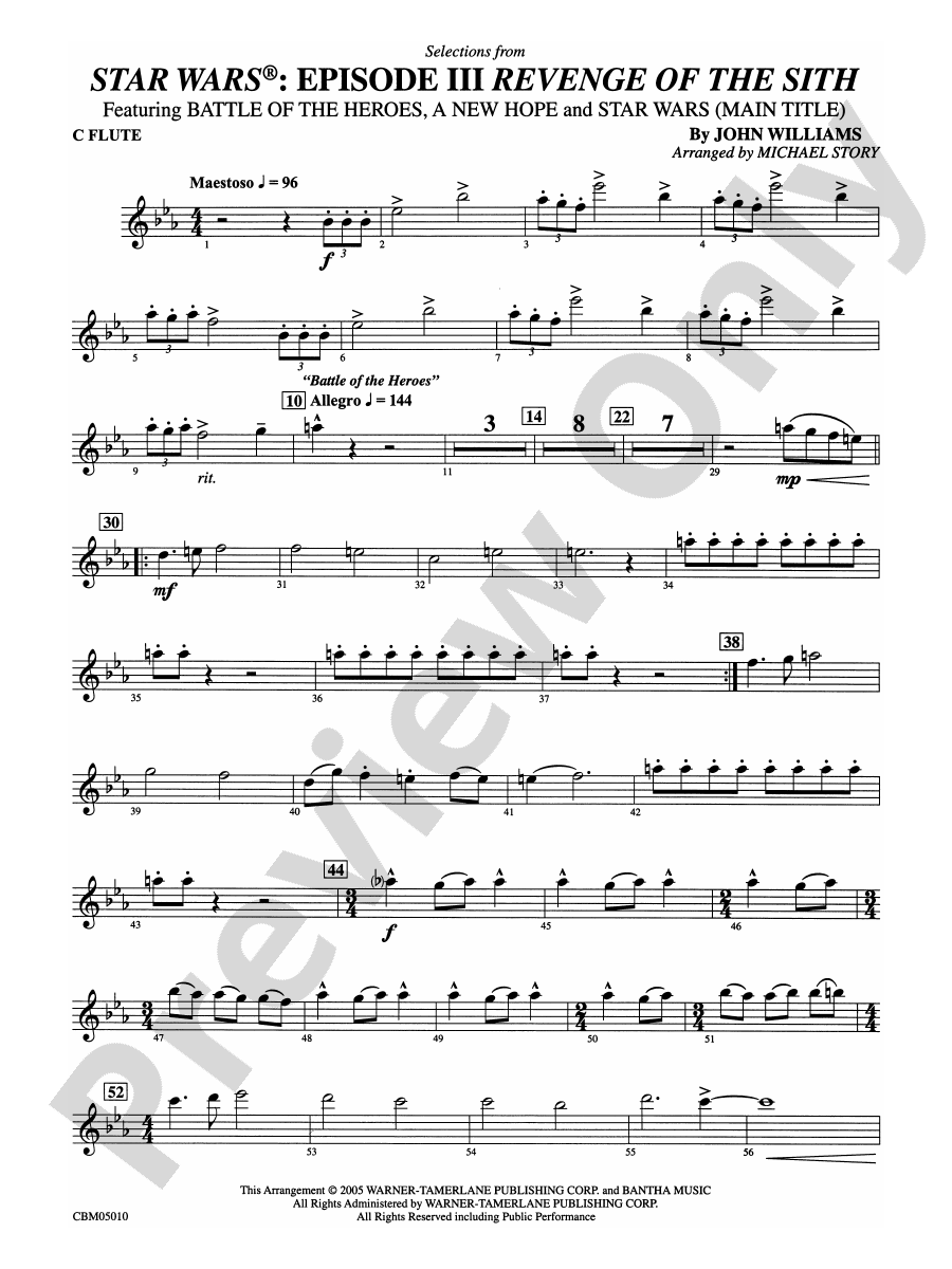 Star Wars®: Episode III Revenge of the Sith: Flute: Flute Part ...