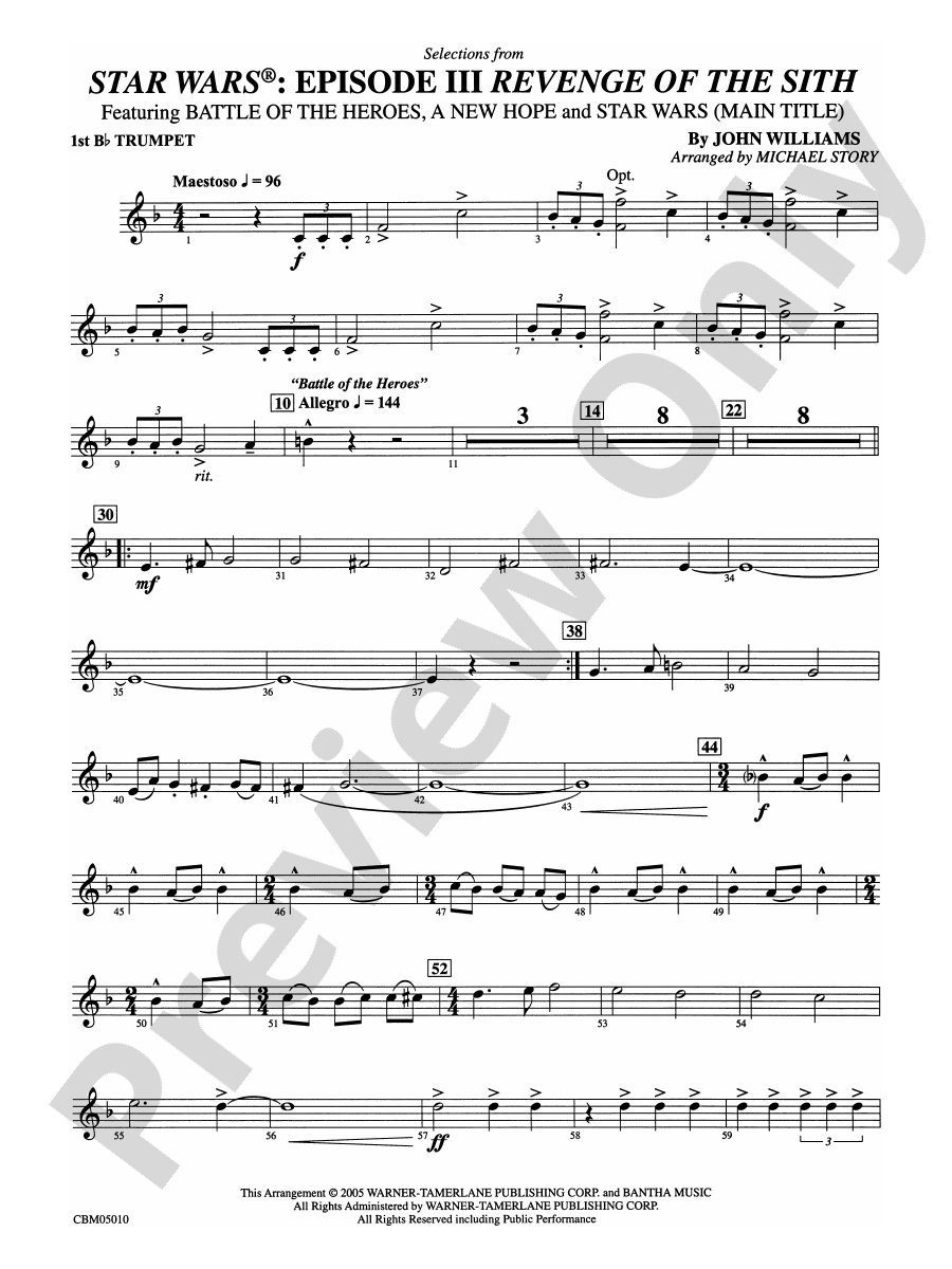 Star Wars®: Episode III Revenge of the Sith: 1st B-flat Trumpet: 1st B ...