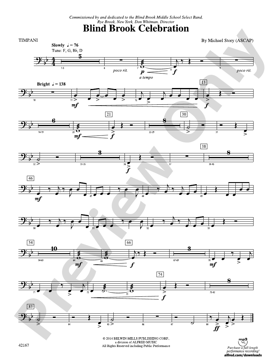 Blind Brook Celebration: Timpani: Timpani Part - Digital Sheet Music ...