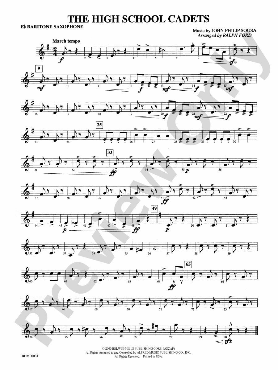The High School Cadets: E-flat Baritone Saxophone: E-flat Baritone ...