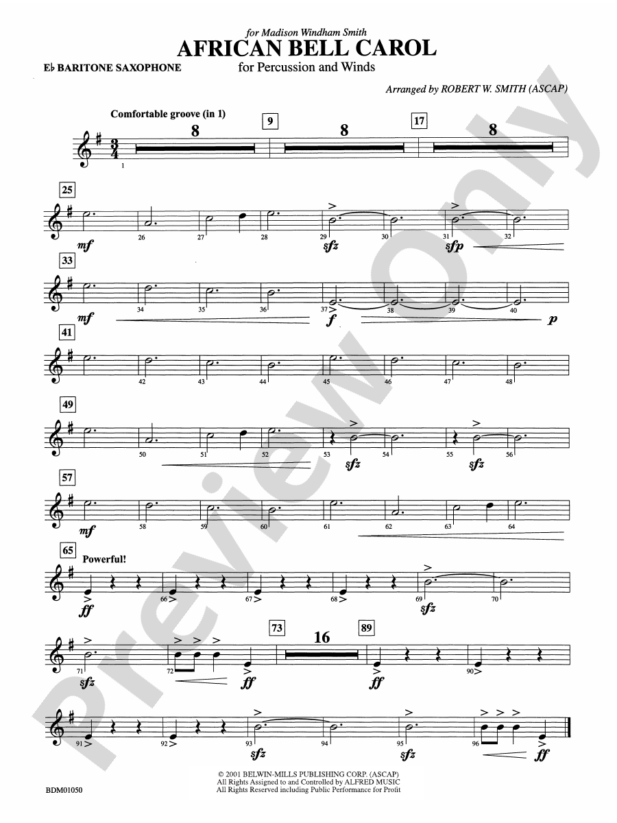 African Bell Carol (for Percussion and Winds): E-flat Baritone ...