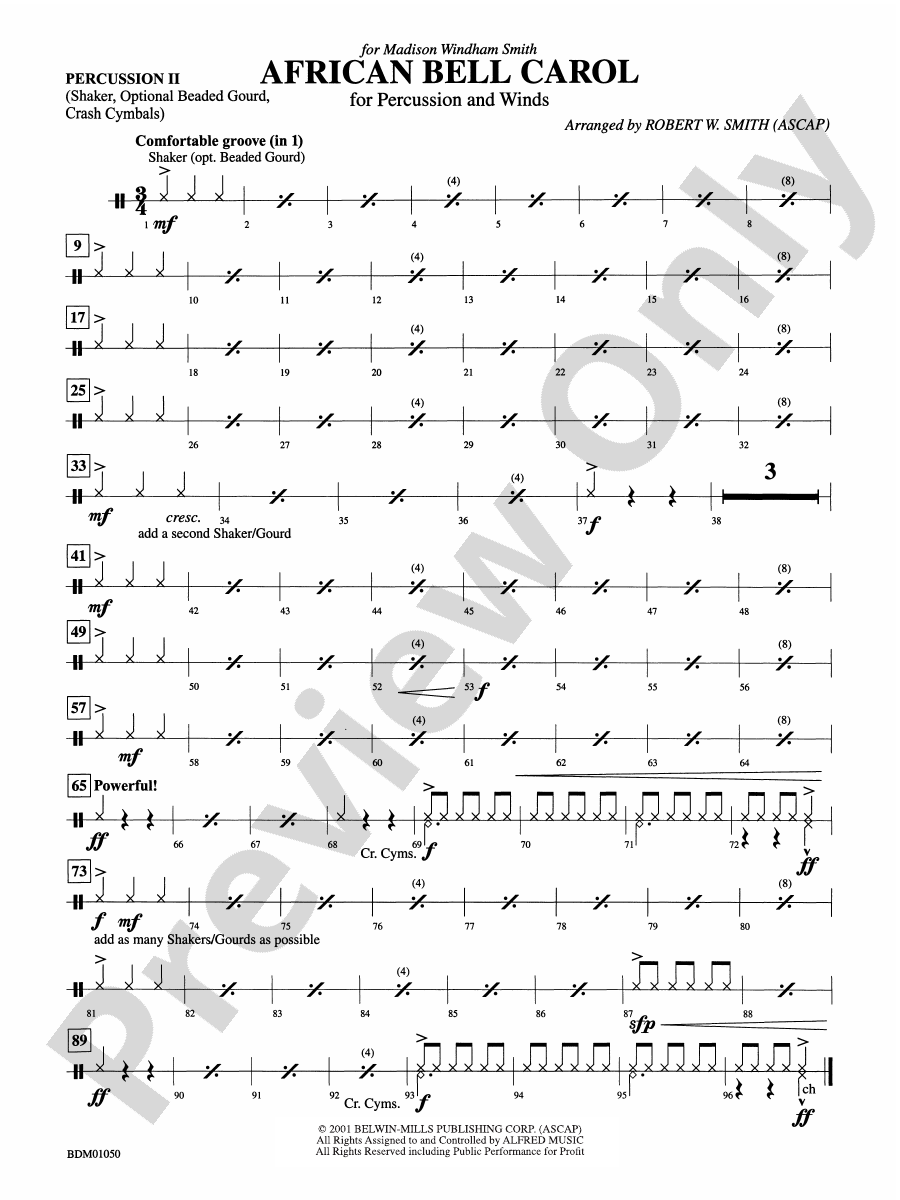 African Bell Carol (for Percussion and Winds): 2nd Percussion: 2nd ...
