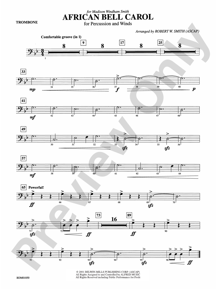 African Bell Carol (for Percussion and Winds): 1st Trombone: 1st ...