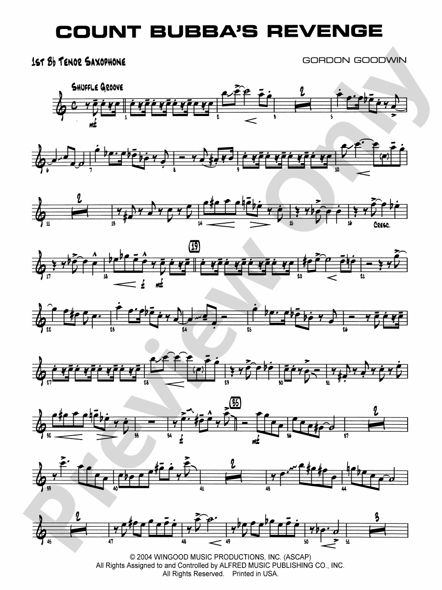 Count Bubba's Revenge: B-flat Tenor Saxophone: B-flat Tenor Saxophone ...