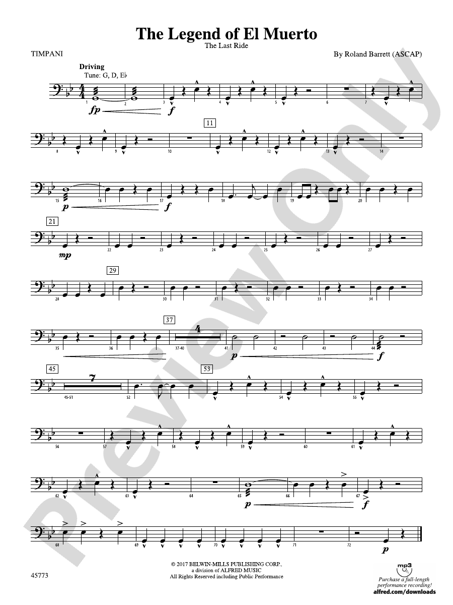 The Legend of El Muerto: Timpani: Timpani Part - Digital Sheet Music ...