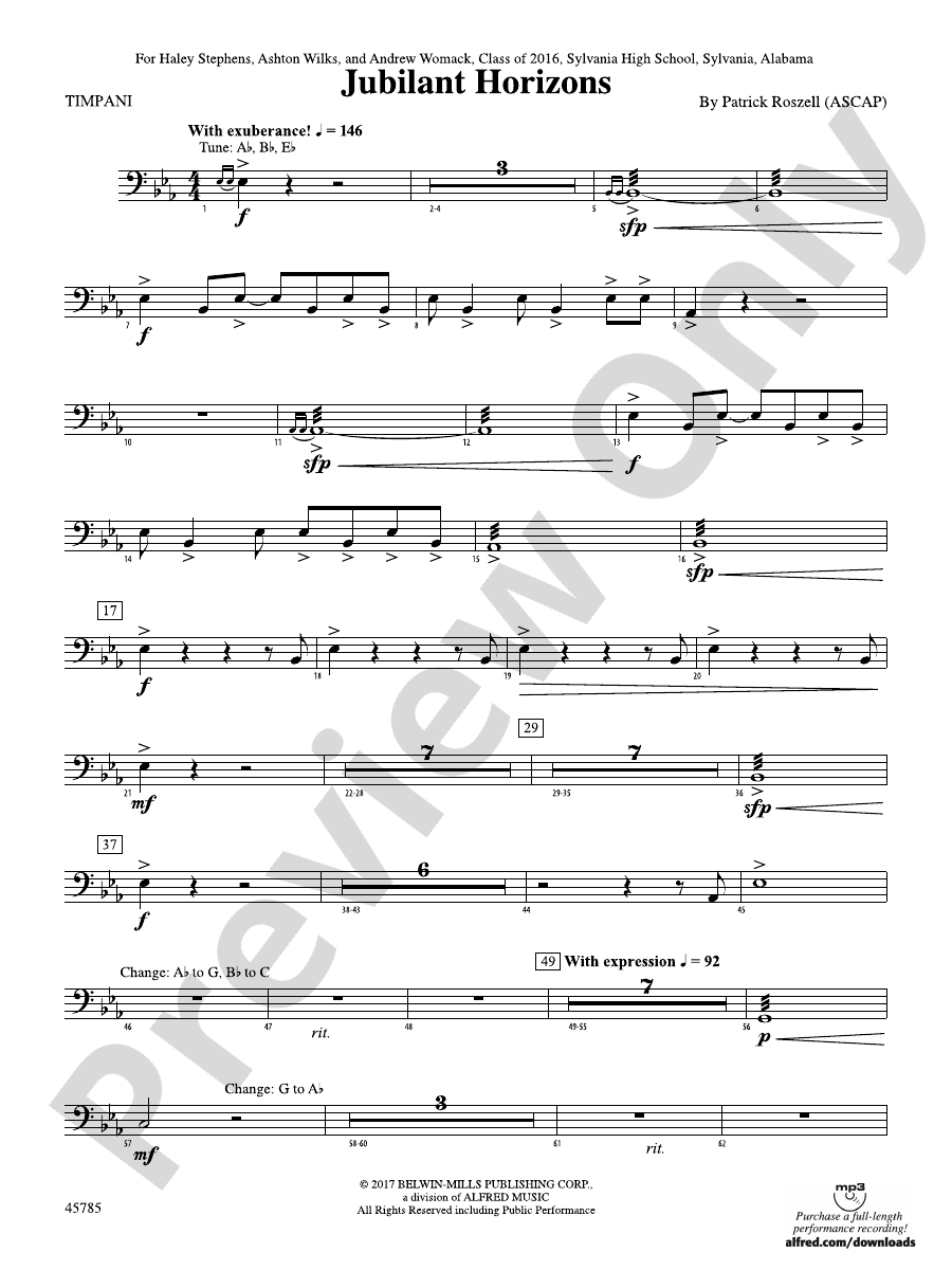 Jubilant Horizons: Timpani: Timpani Part - Digital Sheet Music Download