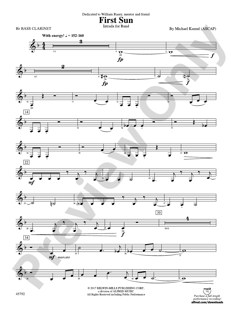 First Sun: B-flat Bass Clarinet: B-flat Bass Clarinet Part - Digital ...