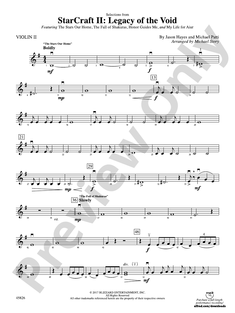 StarCraft II: Legacy of the Void, Selections from: 2nd Violin: 2nd Violin Part - Digital Sheet ...