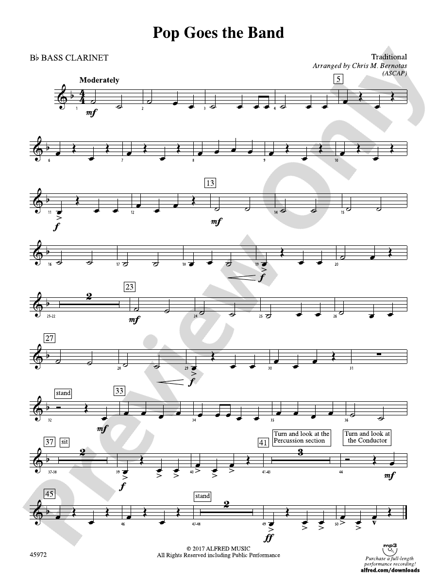 Pop Goes the Band: B-flat Bass Clarinet: B-flat Bass Clarinet Part ...