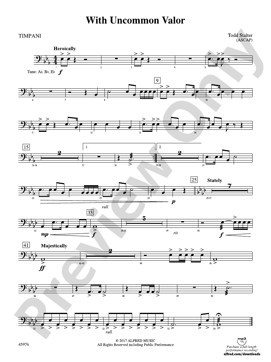 With Uncommon Valor: Timpani: Timpani Part - Digital Sheet Music Download
