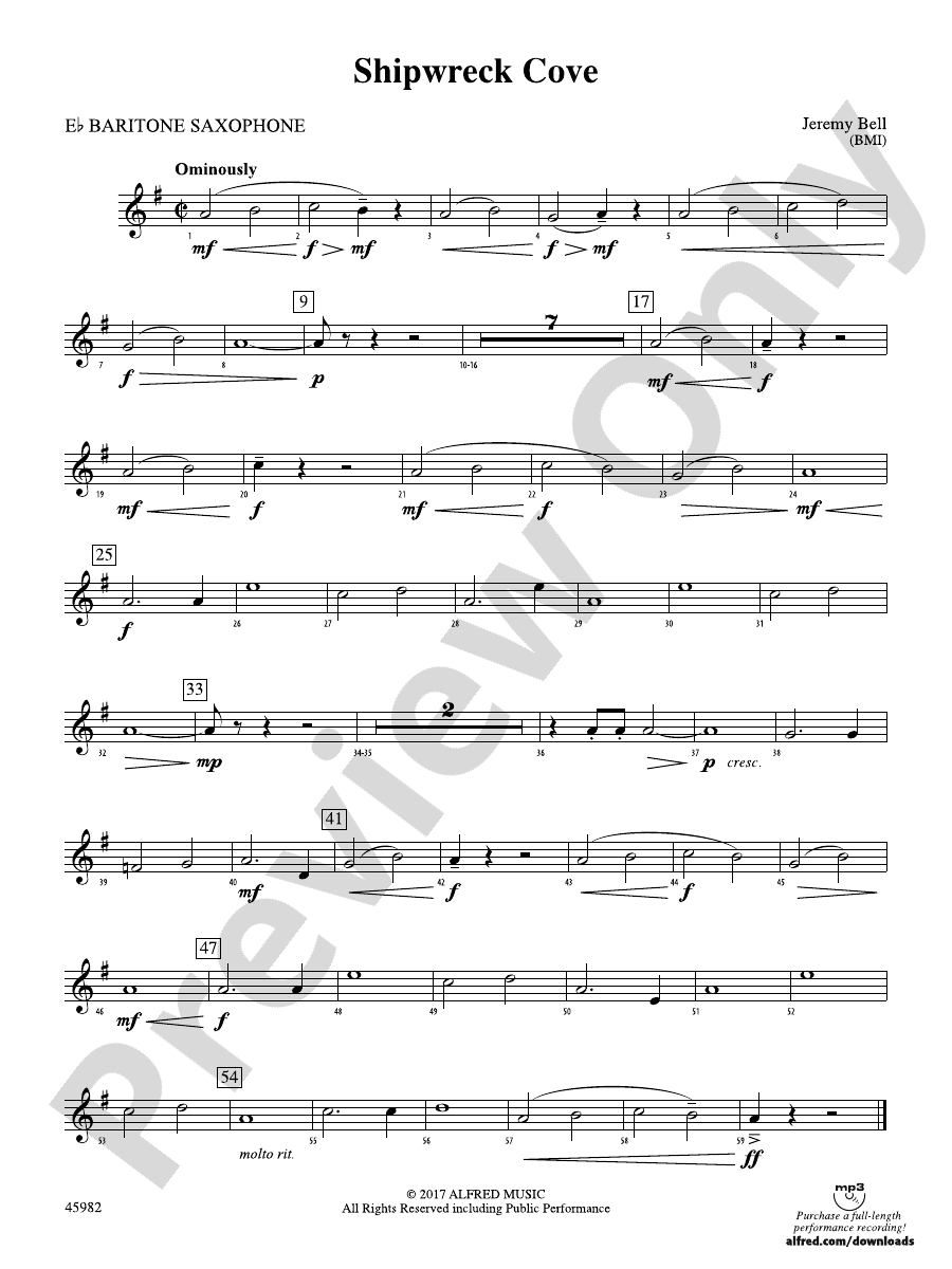 Shipwreck Cove: E-flat Baritone Saxophone: E-flat Baritone Saxophone Part - Digital Sheet Music ...