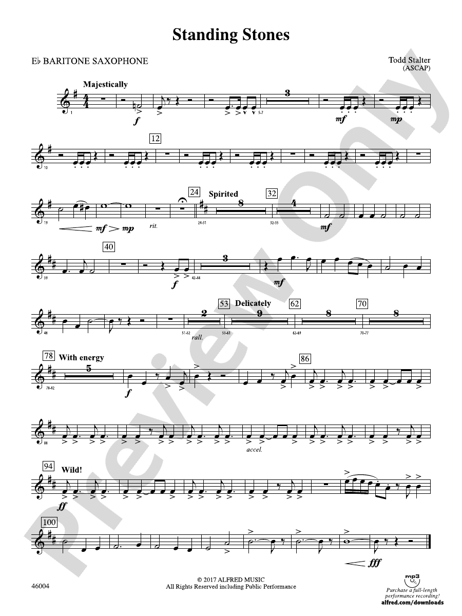 Standing Stones: E-flat Baritone Saxophone: E-flat Baritone Saxophone Part - Digital Sheet Music ...