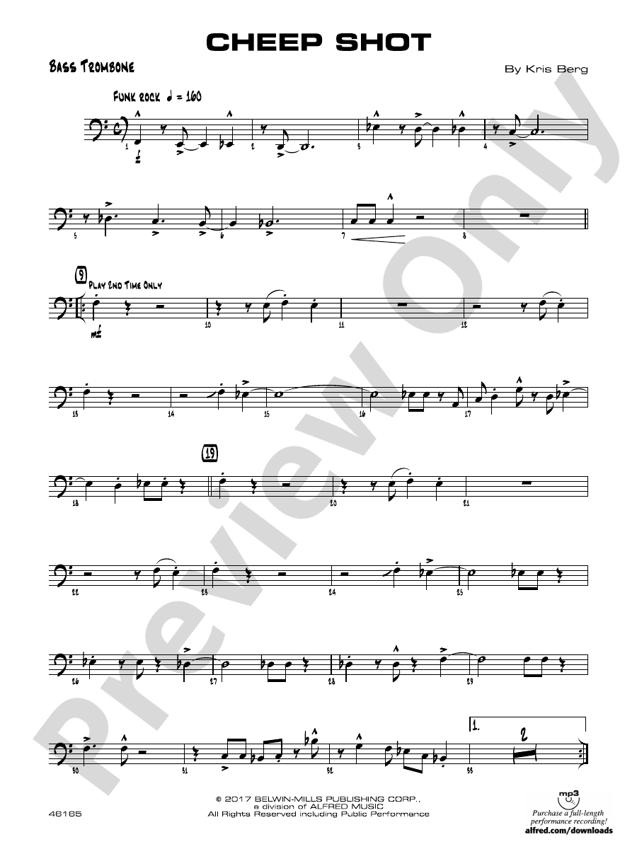Cheep Shot: Bass Trombone: Bass Trombone Part - Digital Sheet Music ...