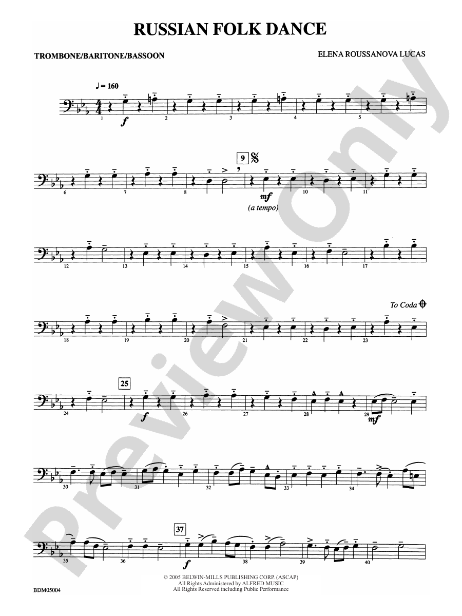Russian Folk Dance: 1st Trombone: 1st Trombone Part - Digital Sheet Music Download