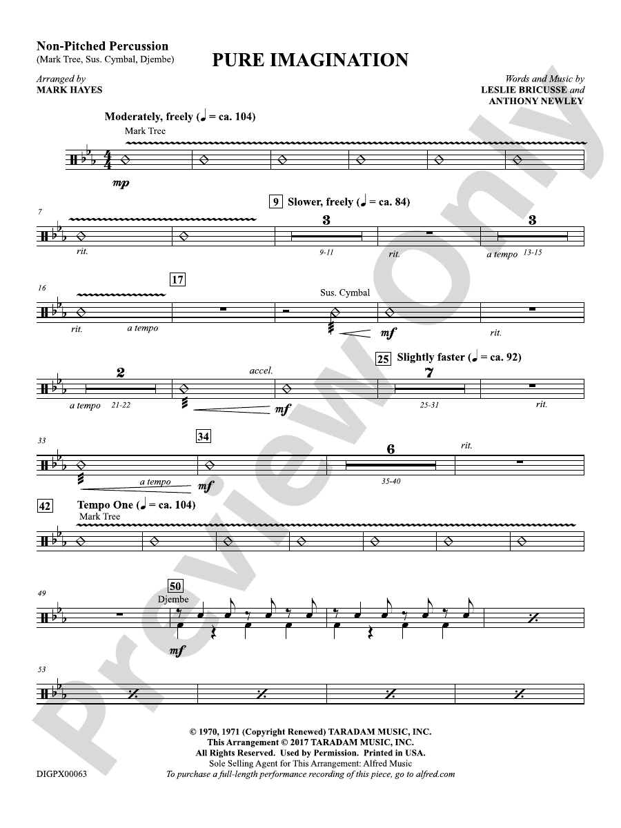Pure Imagination: 1st Percussion: 1st Percussion Part - Digital Sheet ...