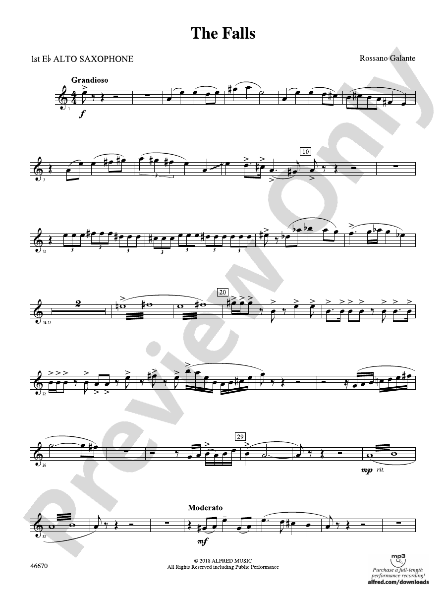 The Falls: E-flat Alto Saxophone: E-flat Alto Saxophone Part - Digital Sheet Music Download