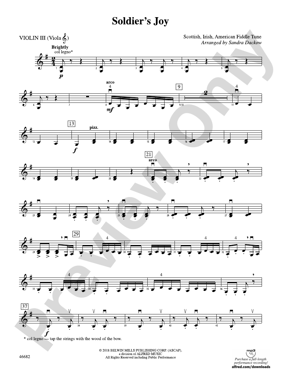 Soldier's Joy: 3rd Violin (Viola [TC]): 3rd Violin (Viola [TC]) Part ...