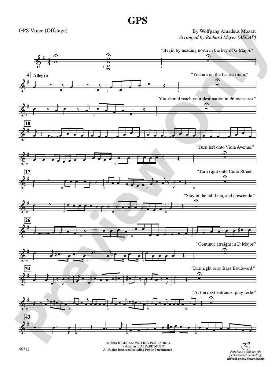GPS: Narrator: Narrator Part - Digital Sheet Music Download