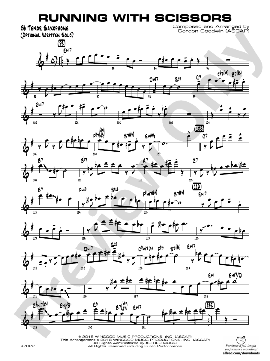 Running with Scissors: Bb Tenor Sax Optional Solo: Bb Tenor Sax ...