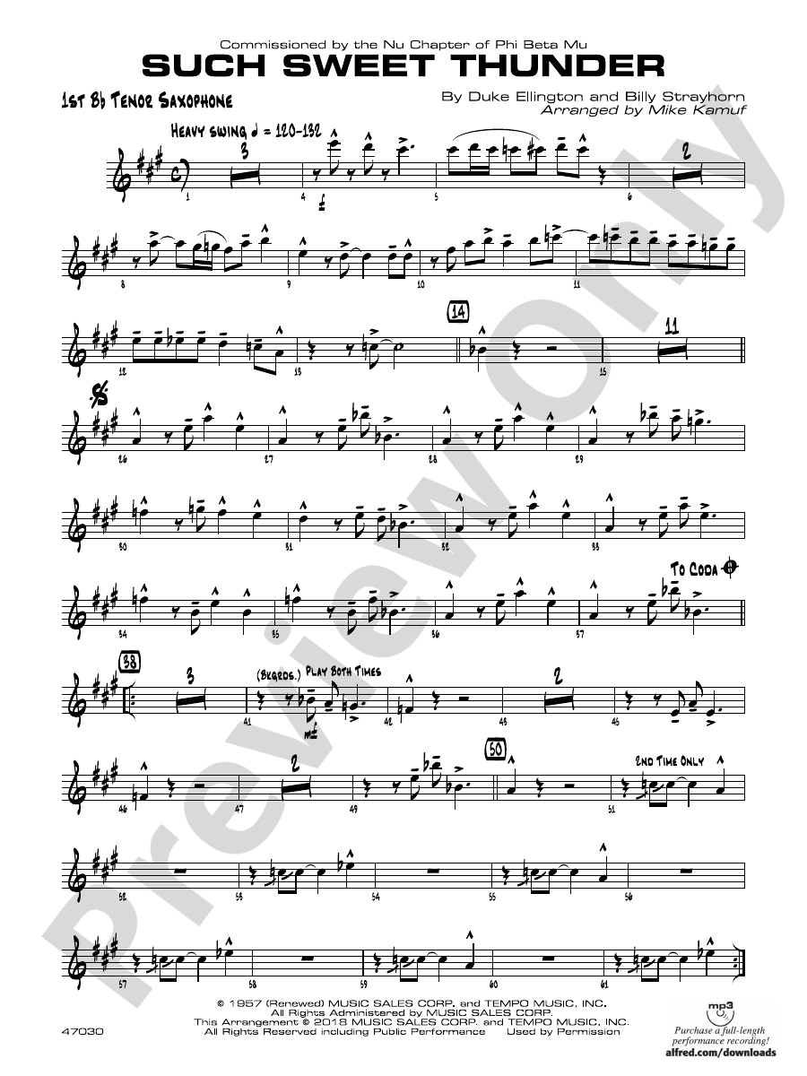 Such Sweet Thunder: B-flat Tenor Saxophone: B-flat Tenor Saxophone Part ...
