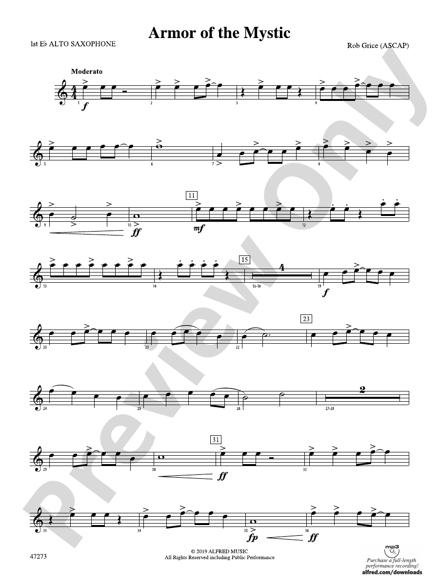 Armor of the Mystic: E-flat Alto Saxophone: E-flat Alto Saxophone Part ...