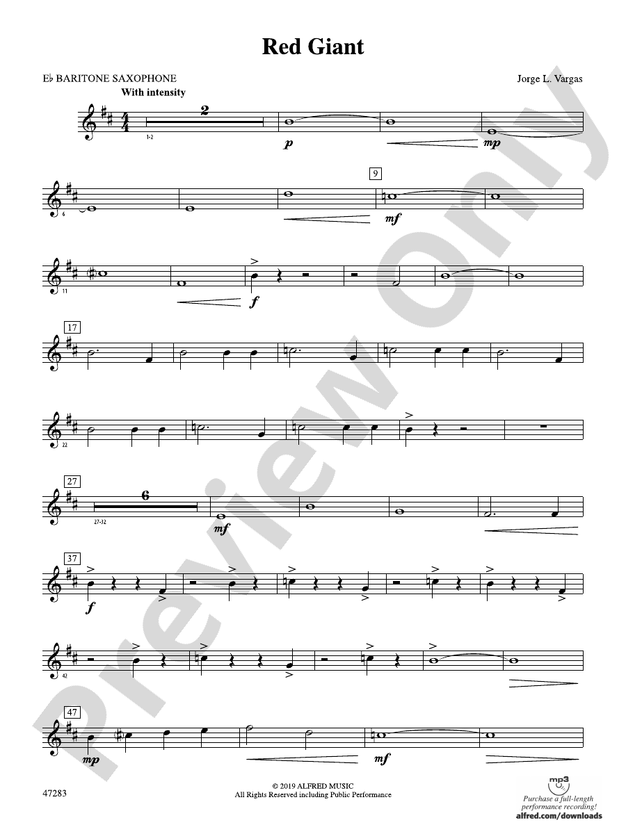 Red Giant: E-flat Baritone Saxophone: E-flat Baritone Saxophone Part - Digital Sheet Music Download