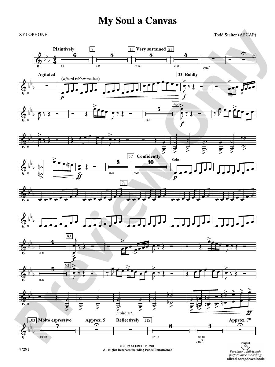 My Soul a Canvas: Xylophone: Xylophone Part - Digital Sheet Music Download