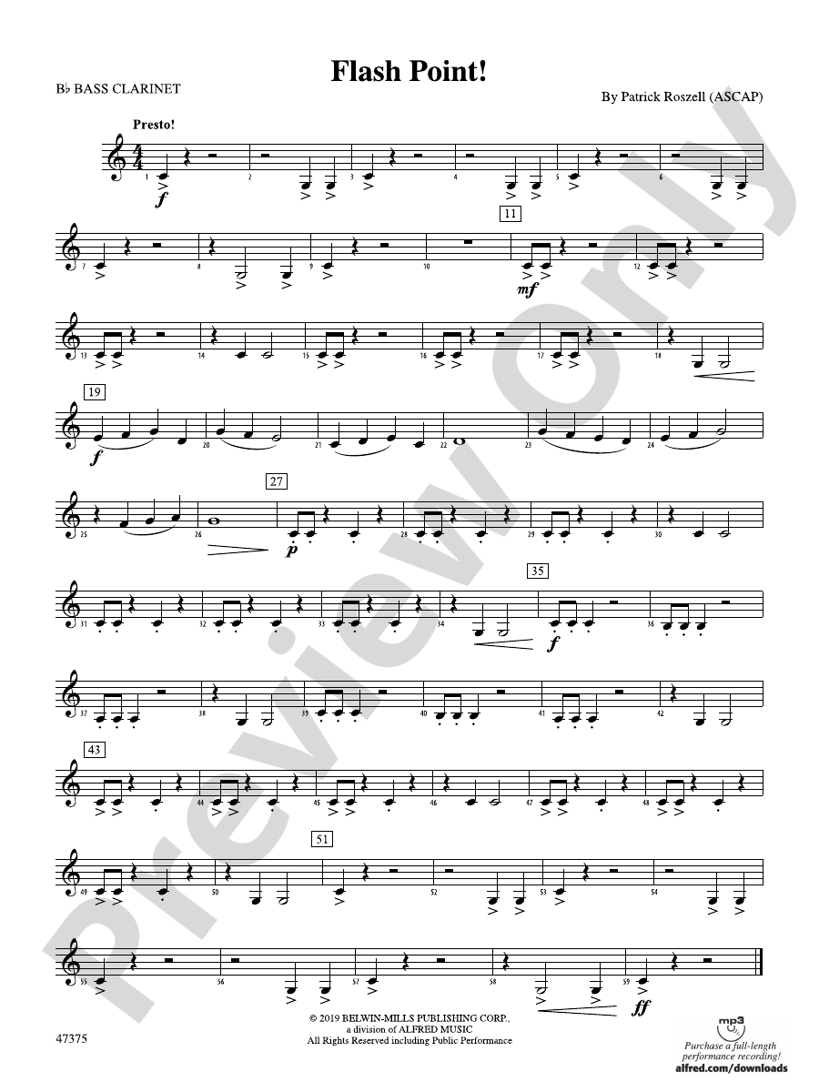 Flash Point!: B-flat Bass Clarinet: B-flat Bass Clarinet Part - Digital ...