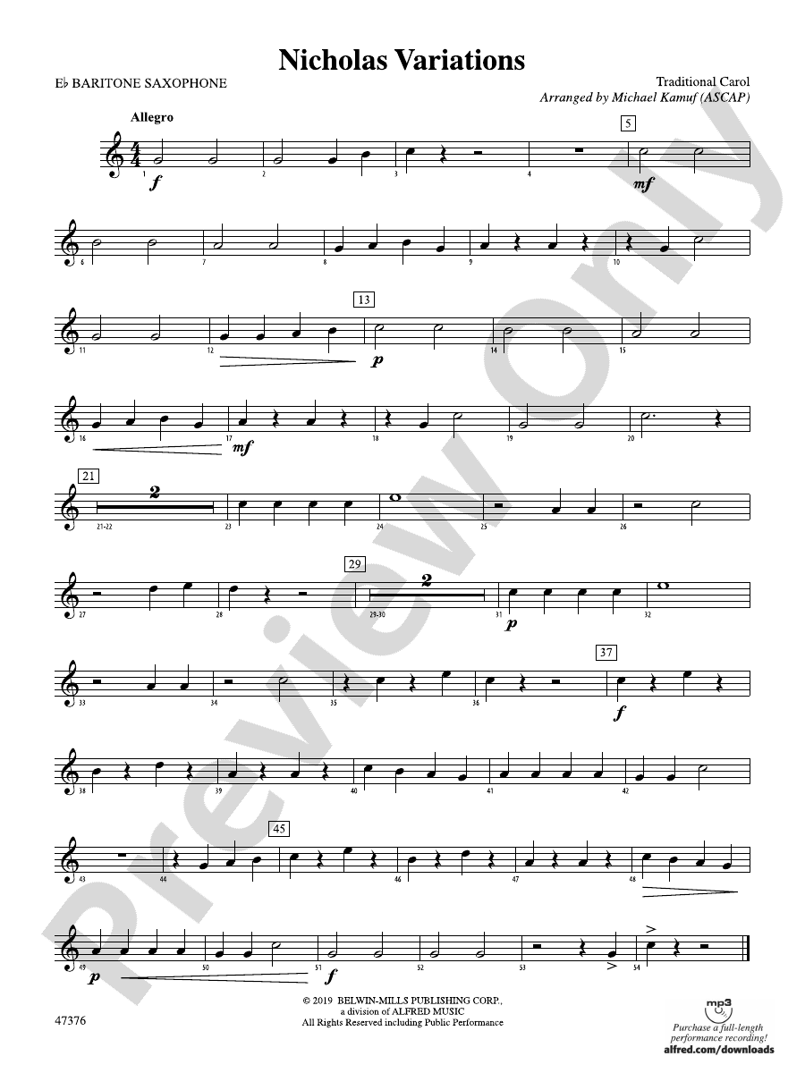 Nicholas Variations: E-flat Baritone Saxophone: E-flat Baritone ...