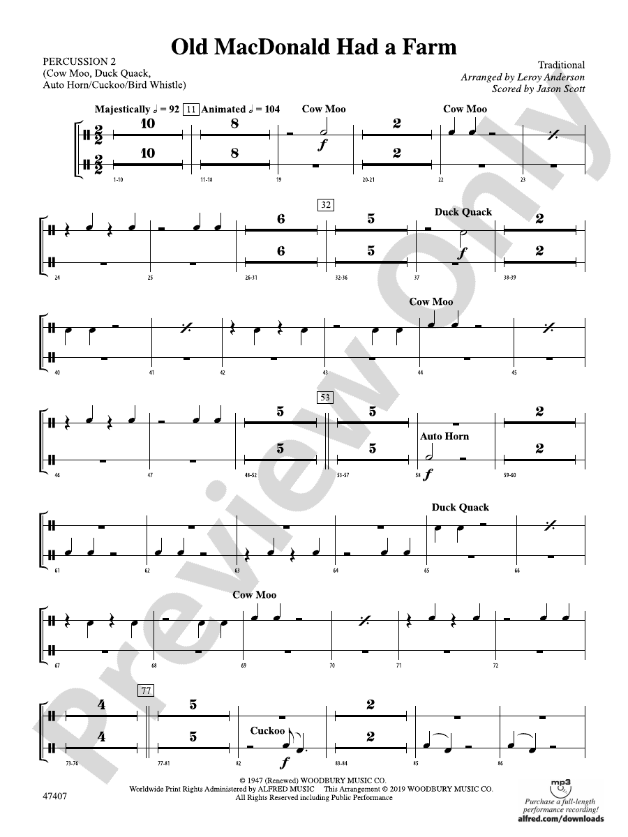 Old MacDonald Had a Farm: 2nd Percussion: 2nd Percussion Part - Digital ...