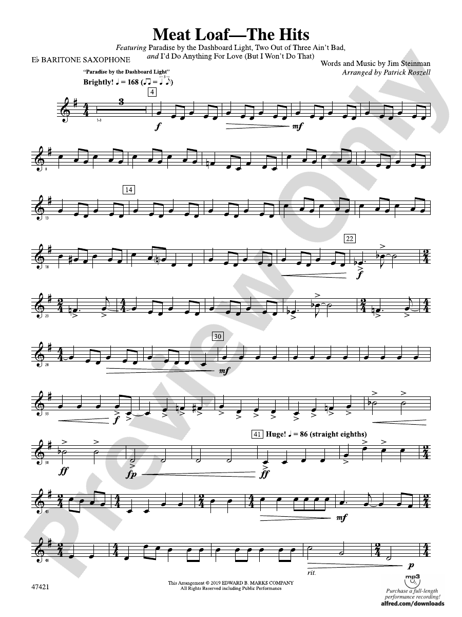 Meat Loaf---The Hits: E-flat Baritone Saxophone: E-flat Baritone ...