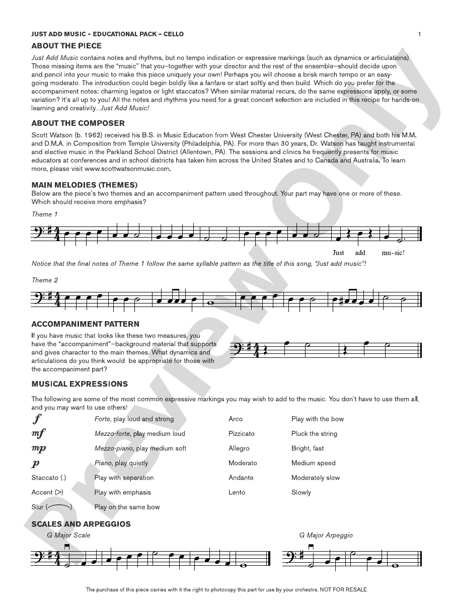 Just Add Music: Cello Educational Pack: Cello Educational Pack Part ...