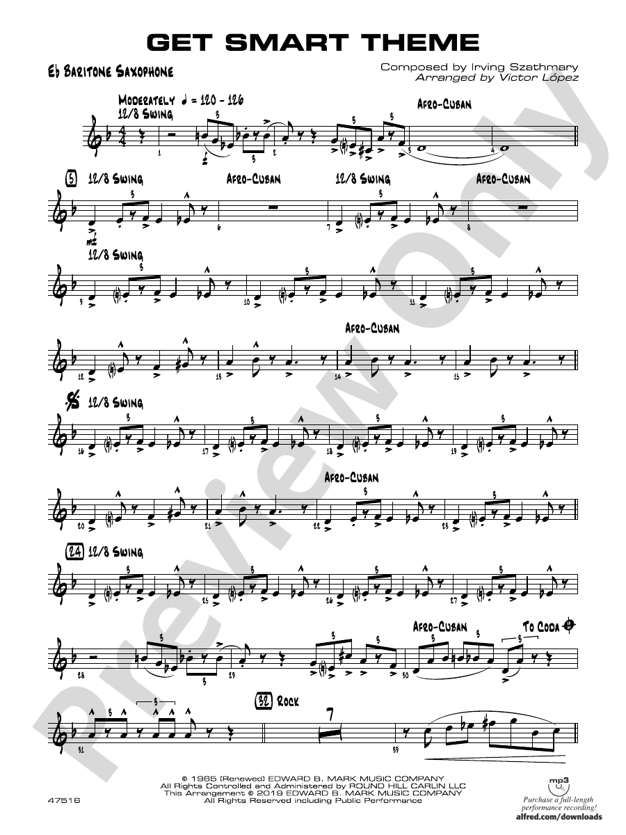 Get Smart Theme: E-flat Baritone Saxophone: E-flat Baritone Saxophone ...